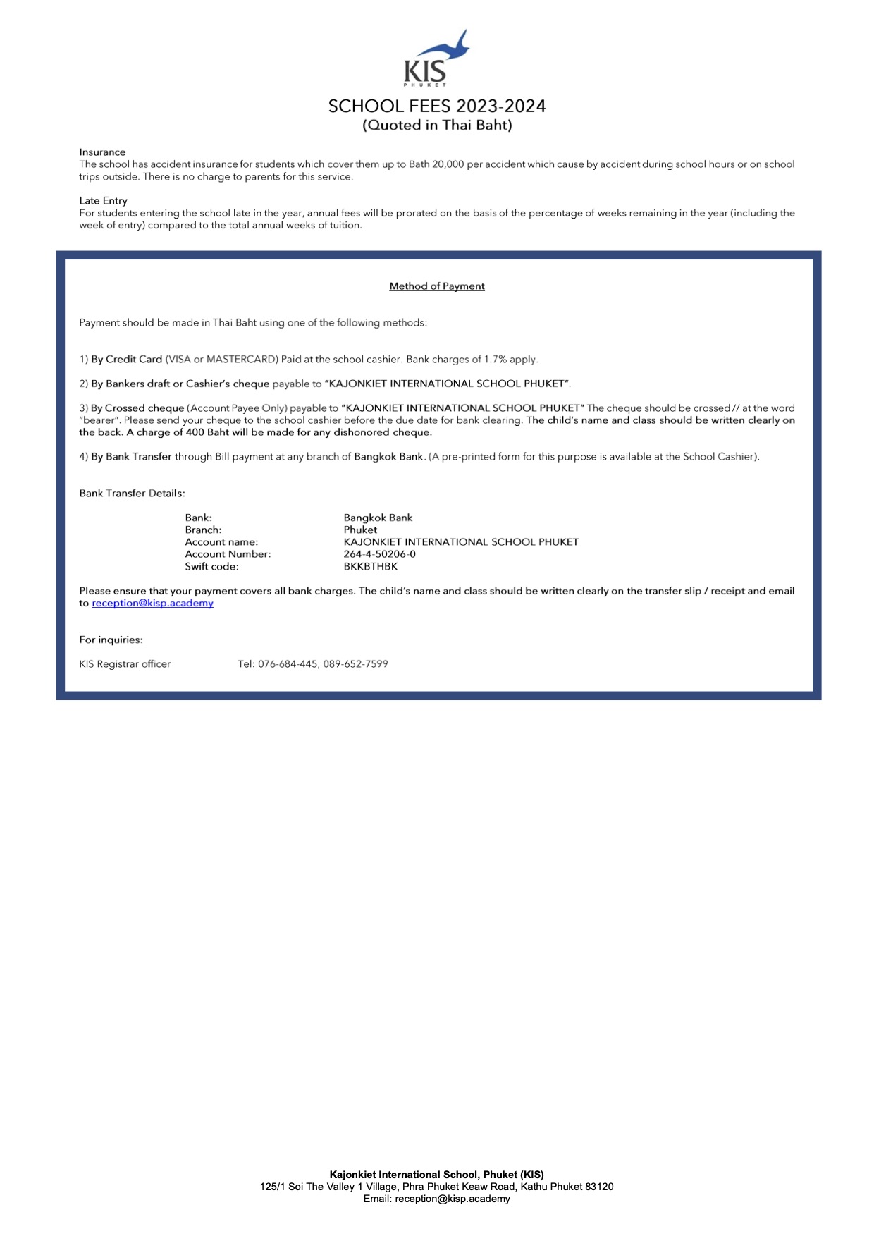 School Fees – KISP Academy